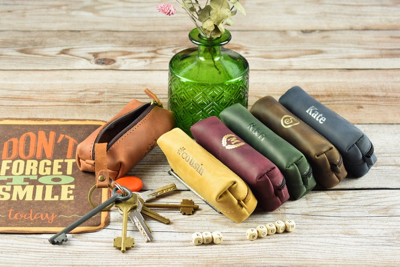 Leather key case/Leather key pouch | Etsy