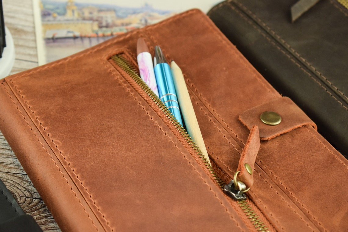 Leather Journal Notebook with pencil case Gift Journal | Etsy