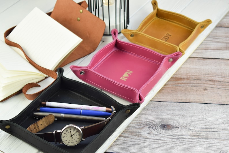 Personalized Leather Catch All Tray/leather Dice Tray/leather - Etsy