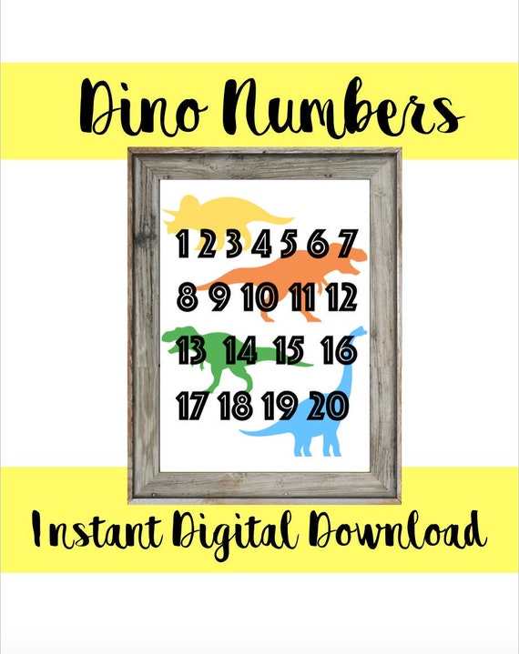 Dinosaur Numbers Poster Wall Art - Etsy