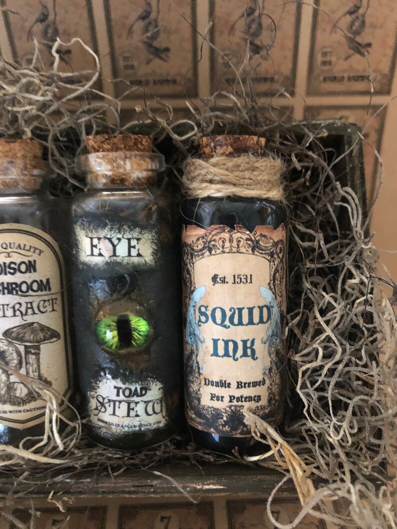 Wizard Potion Apothecary Bottles Miniature Fairy Cabinet - Etsy