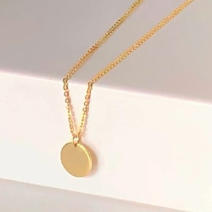 14k Yellow Gold Disc Necklace, 14k Solid Layered Necklace,14k Disc ...