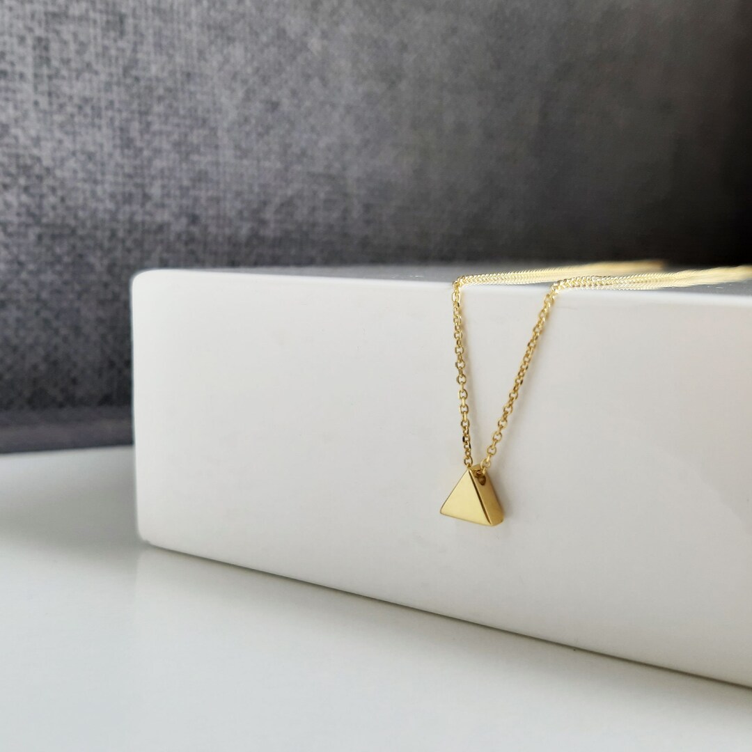 14k Gold Triangle Necklace,tiny Gold Triangle,solid Gold Triangle ...
