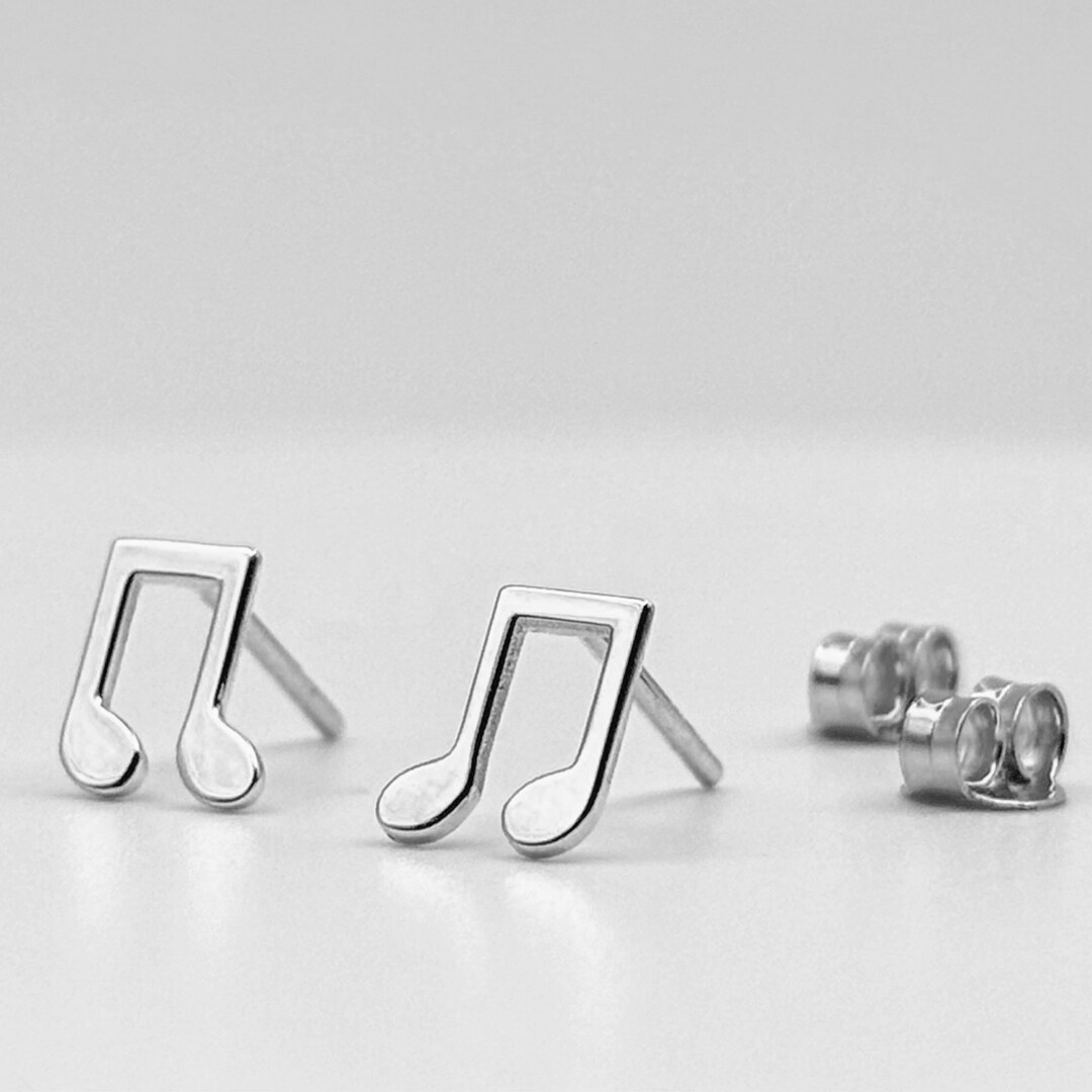 14k Solid Gold Music Notes Earrings,minimal Earrings,music Notes ...