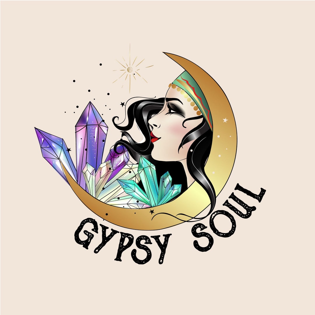Gypsy Logo Crystal Logo Bohemian Logo Boho Logo Moon - Etsy