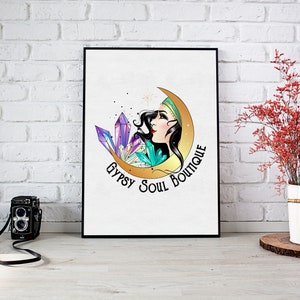 Gypsy Logo Crystal Logo Bohemian Logo Boho Logo Moon - Etsy