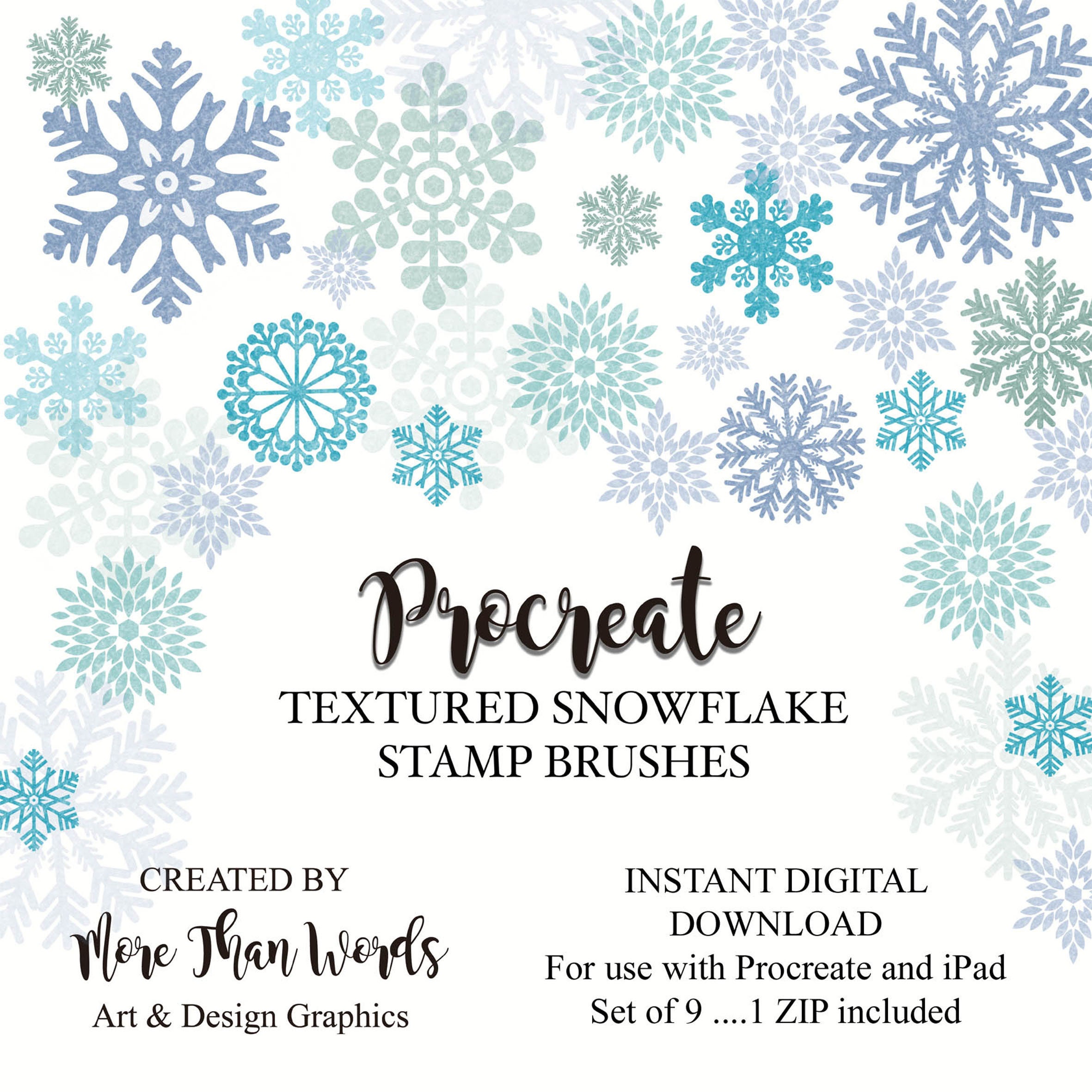 Art & Collectibles 50 Procreate Snowflake Brushes Procreate Christmas ...