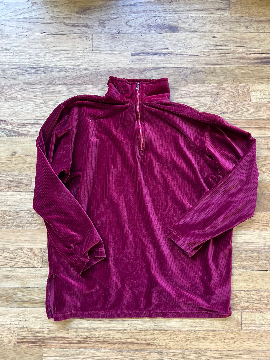 Vintage Basic Editions Velour Quarter-zip Pullover - Etsy