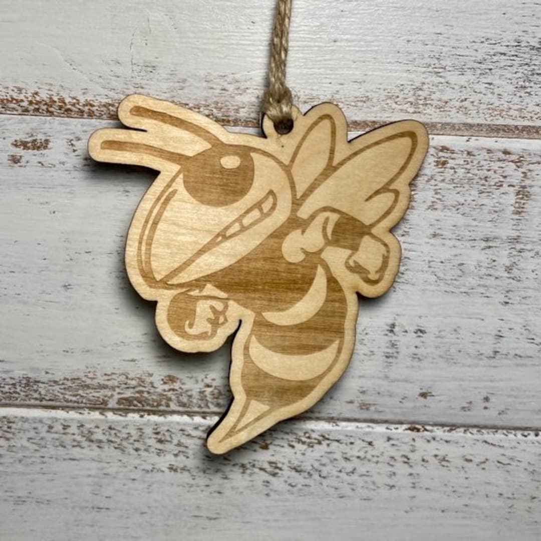 Hornet Bee Emblem Laser Cut Engraved Custom Wooden Team Mascot ...