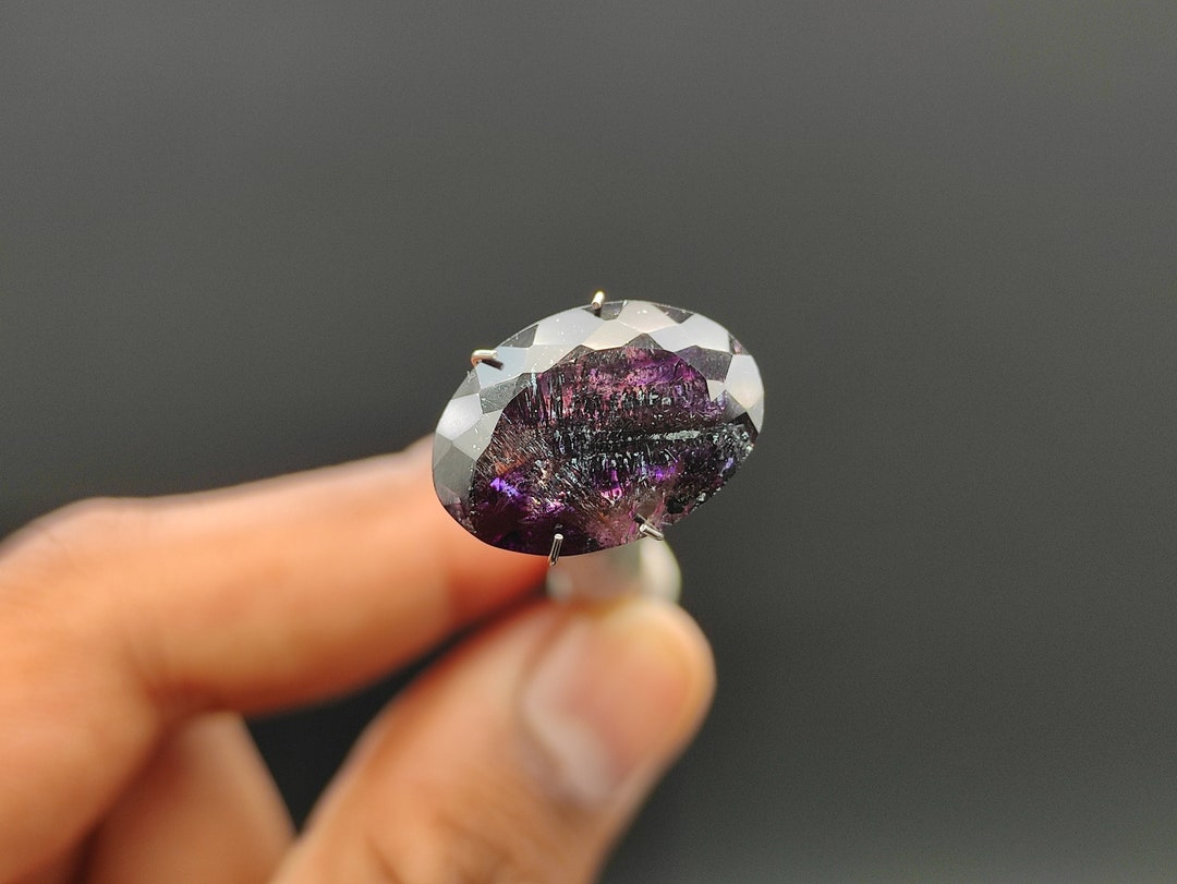 SUPER SEVEN QUARTZ Faceted - Smoky, Amethyst, Cacoxenite, Rutile ...