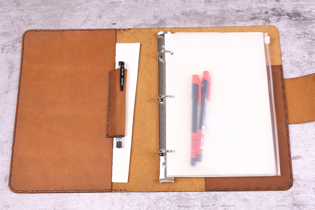 Custom Refillable 3 Ring Rustic Leather A5/ 8.5 X 11 Letter Size ...
