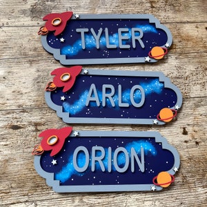 Space Themed Name Plaque With Rocket Planet and Stars - Etsy