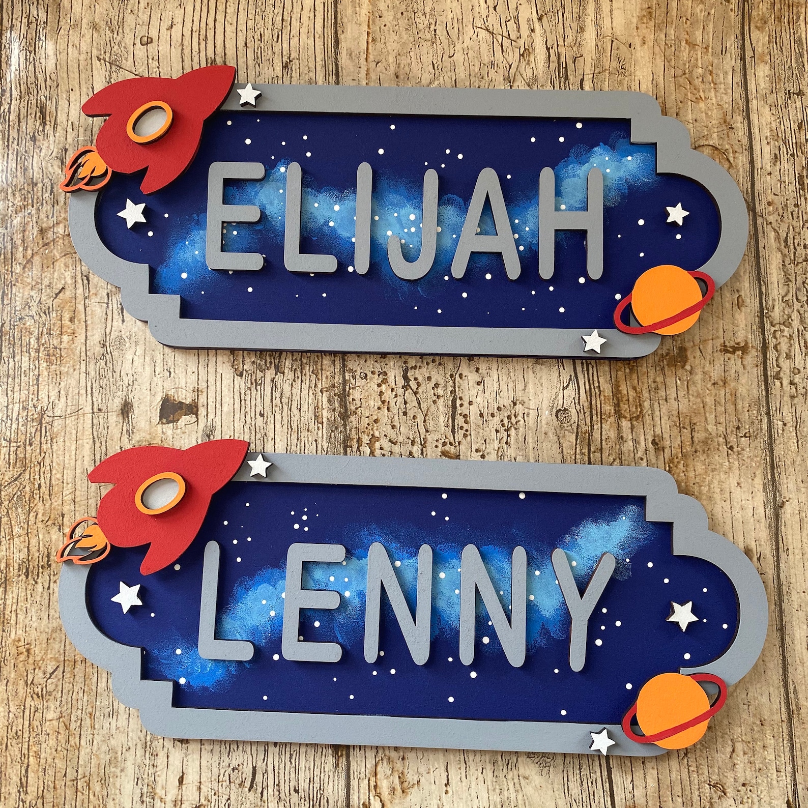 Space Themed Name Plaque With Rocket Planet and Stars | Etsy