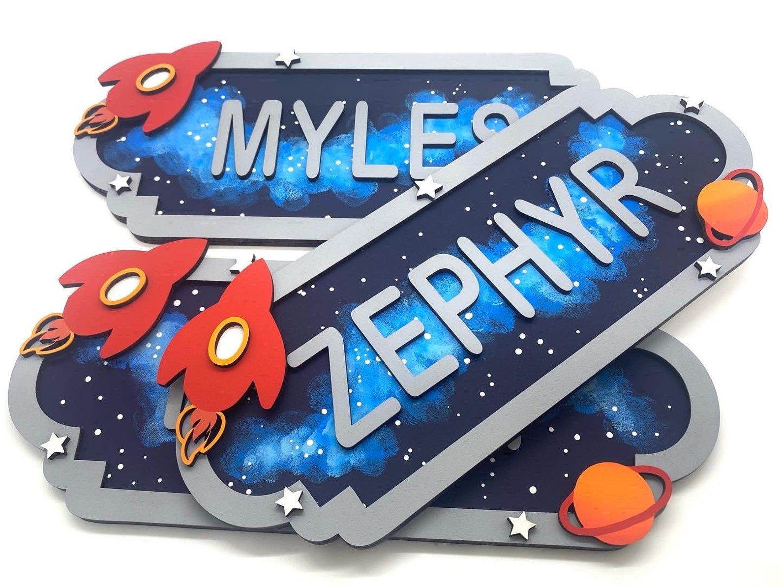 Space Themed Name Plaque With Rocket Planet and Stars - Etsy