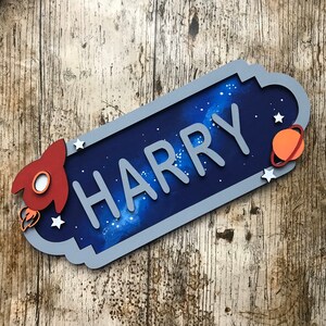 Space Themed Name Plaque - With Rocket, Planet and Stars - Etsy