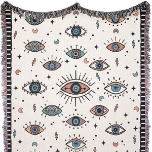 Evil Eye Blanket | Evil Eye Tapestry | Eye Throw Blanket | Cute Woven ...