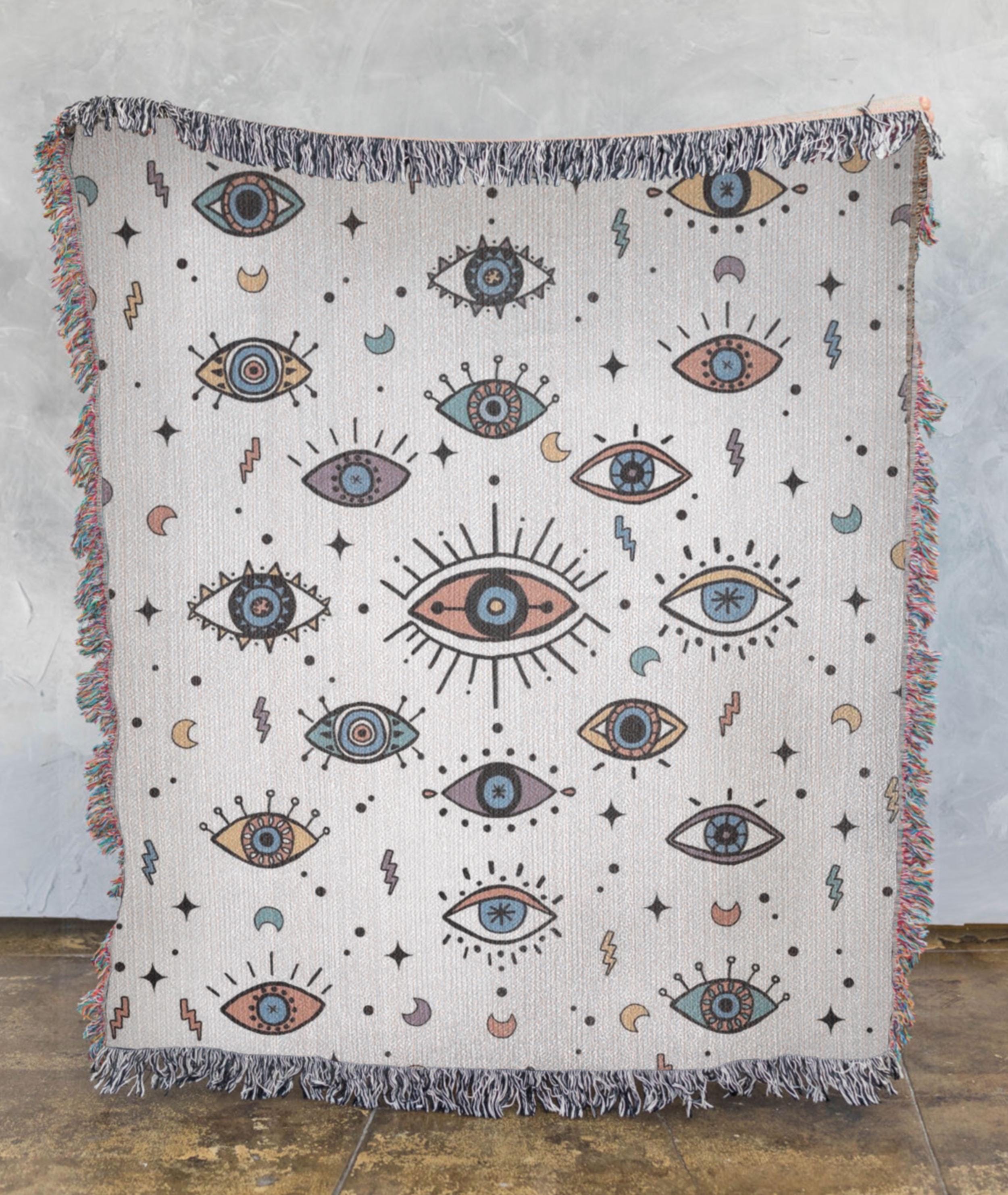 Evil Eye Blanket | Evil Eye Tapestry | Eye Throw Blanket | Cute Woven ...