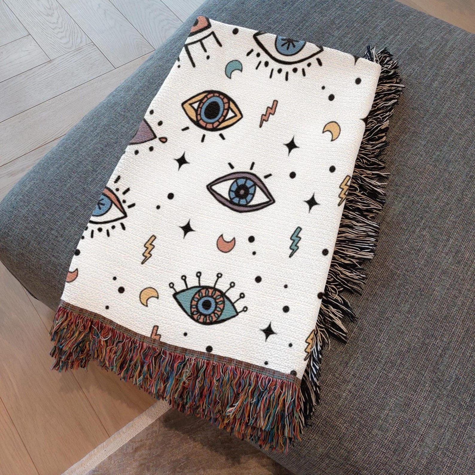 Evil Eye Blanket | Evil Eye Tapestry | Eye Throw Blanket | Cute Woven ...