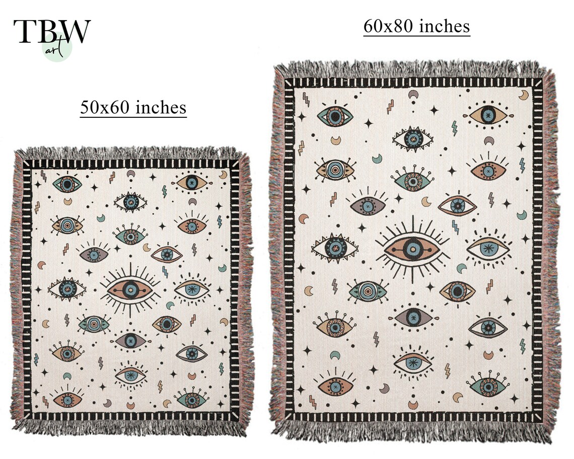 Evil Eye Blanket | Evil Eye Tapestry | Eye Throw Blanket | Cute Woven ...