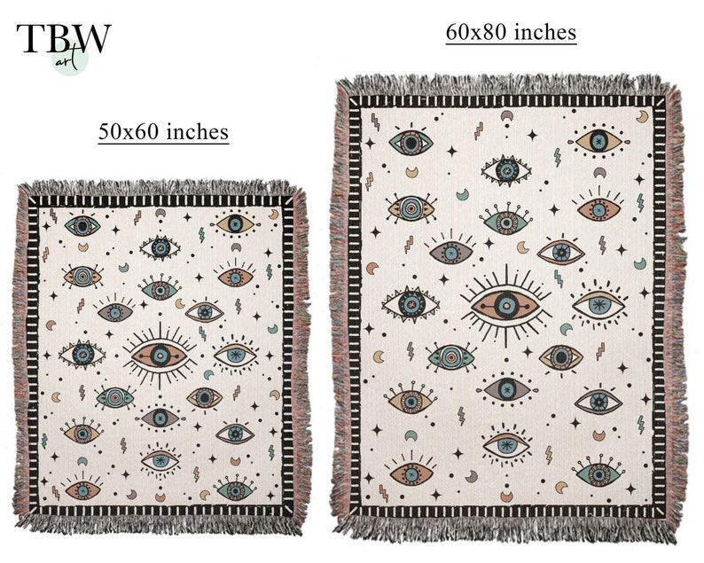 Evil Eye Blanket | Evil Eye Tapestry | Eye Throw Blanket | Cute Woven ...