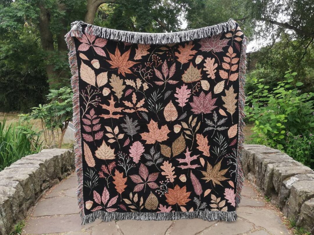 Fall Woven Blanket | Autumn Leaves Tapestry | Fall Decor| Fall Colors ...