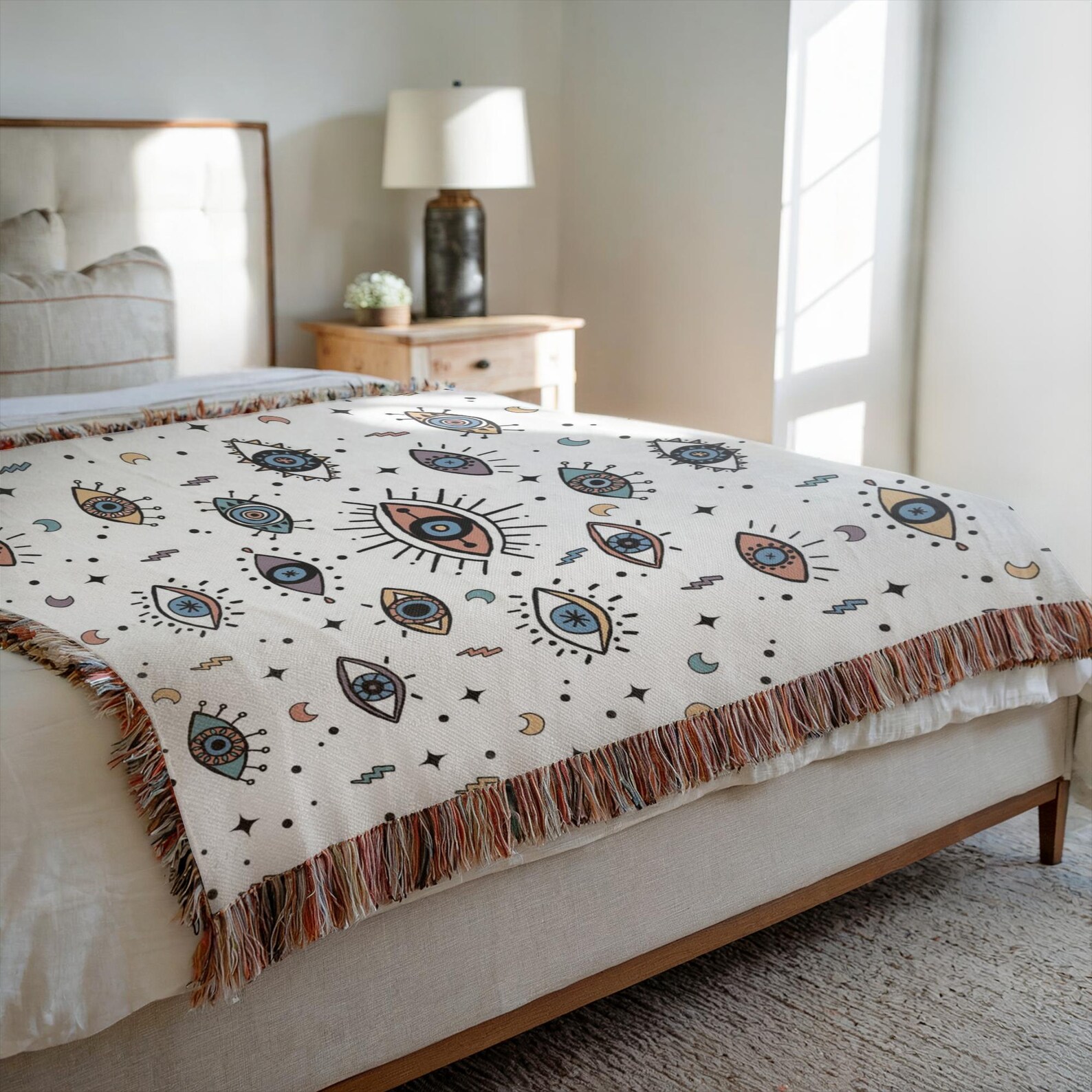 Evil Eye Blanket | Evil Eye Tapestry | Eye Throw Blanket | Cute Woven ...