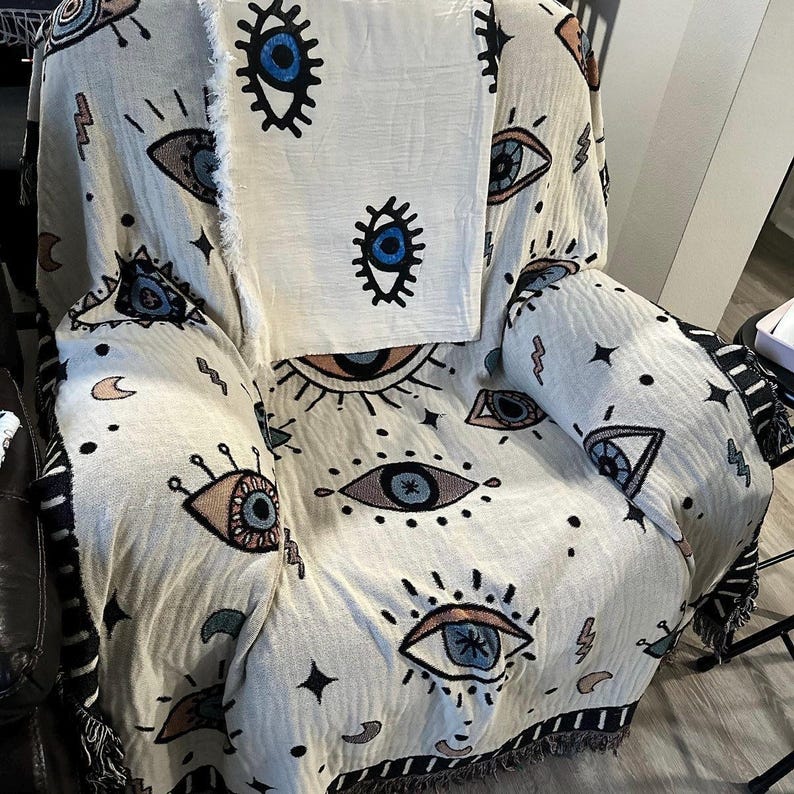 Evil Eye Blanket | Evil Eye Tapestry | Eye Throw Blanket | Cute Woven ...