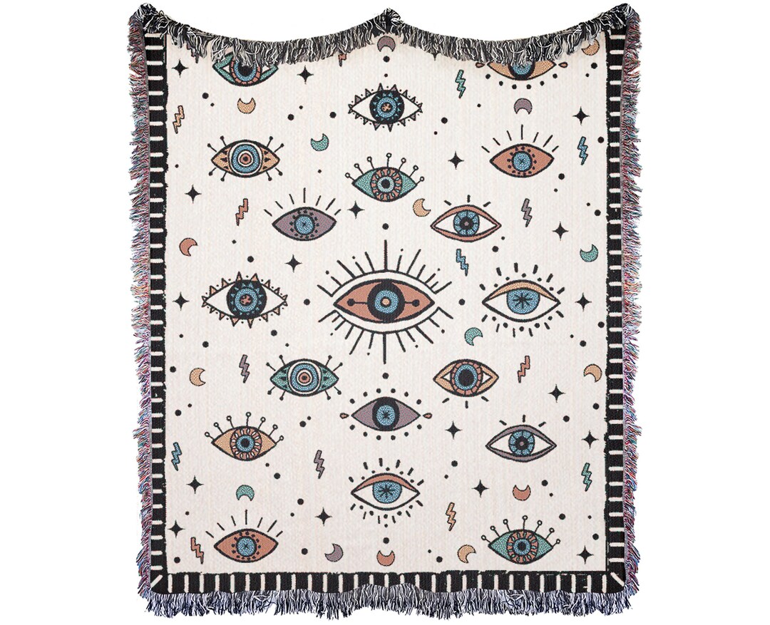 Evil Eye Blanket | Evil Eye Tapestry | Eye Throw Blanket | Cute Woven ...