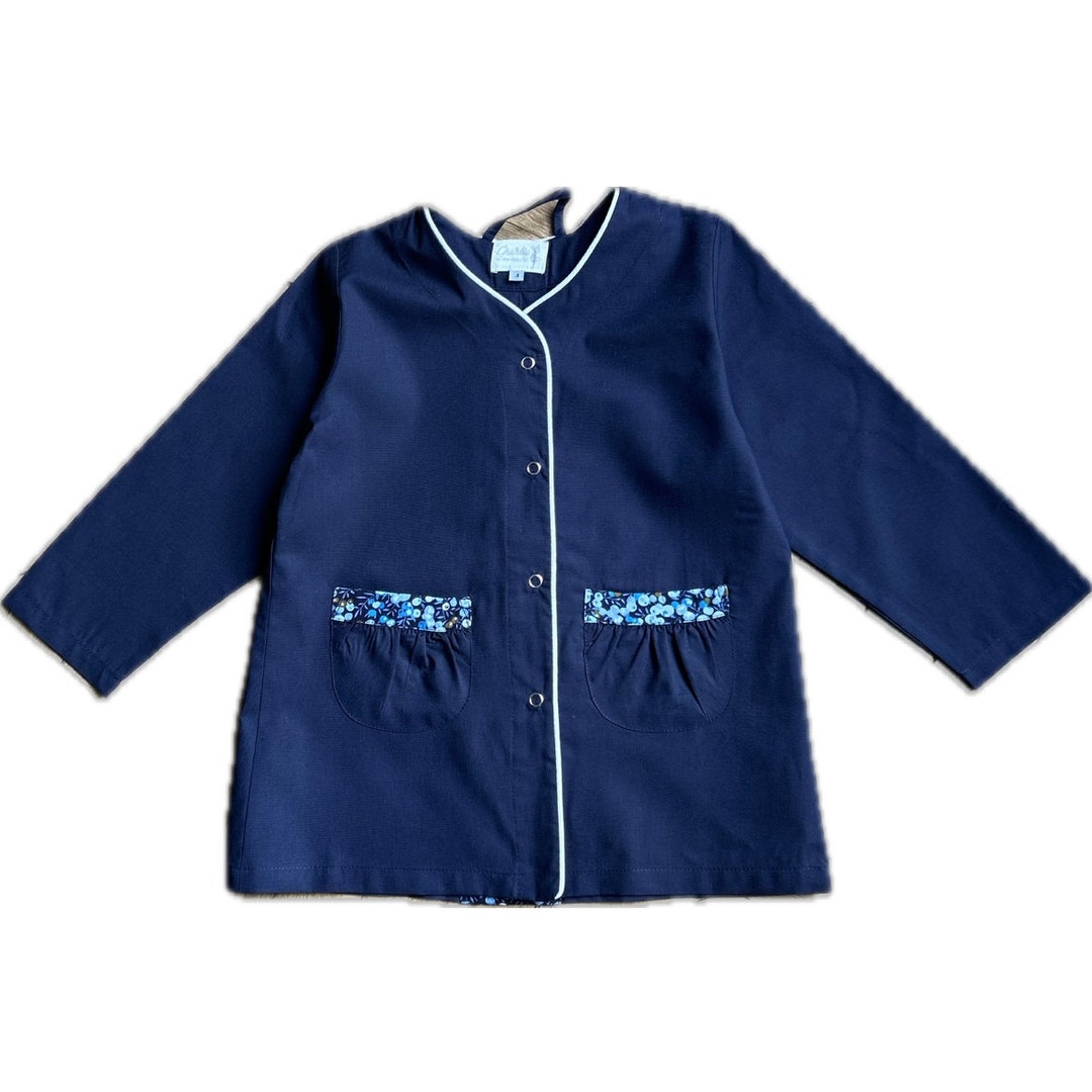 Inès Navy Blue Personalized School Smock/apron - Etsy