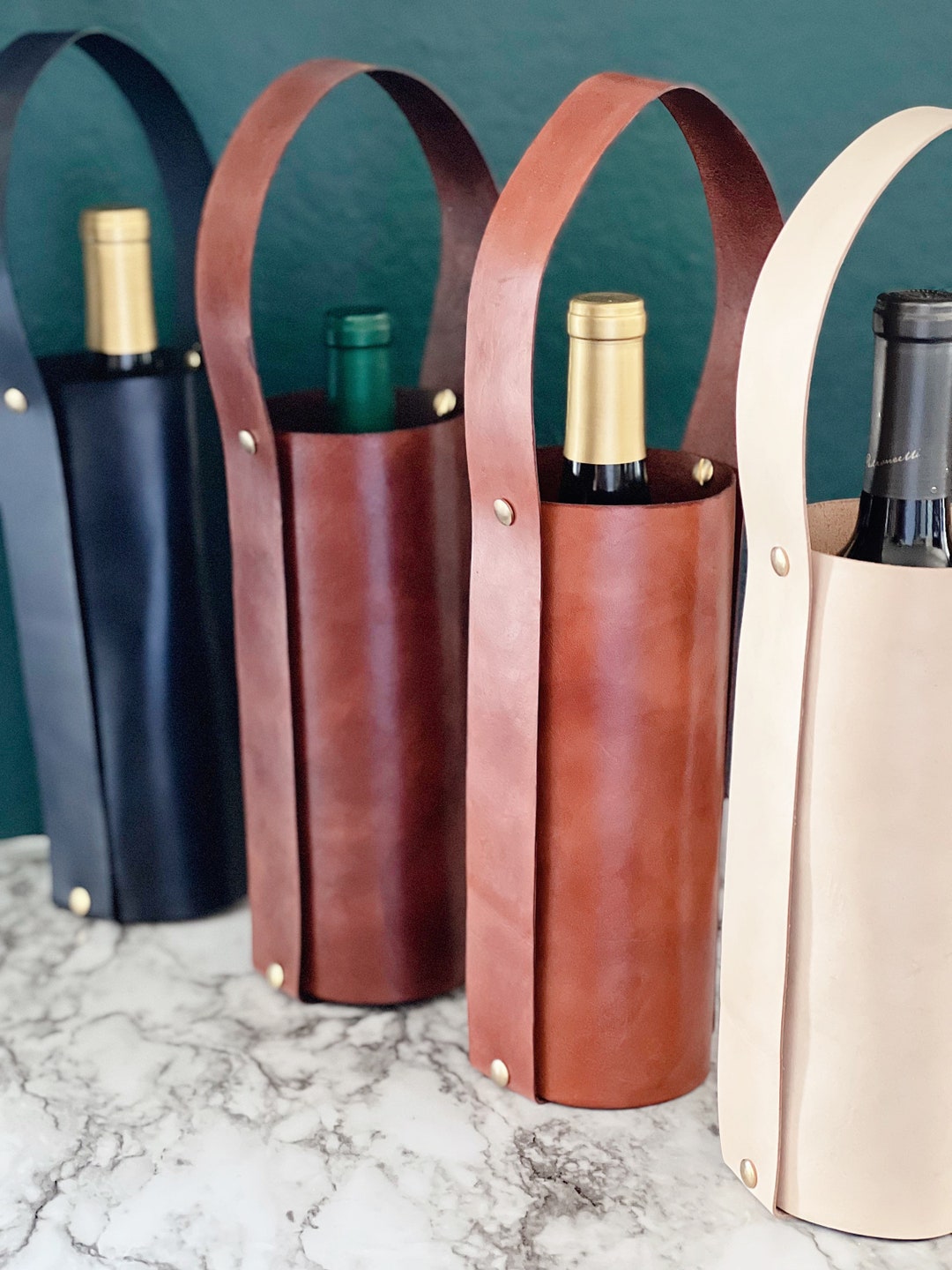 Leather Wine Bottle Carrier - Etsy