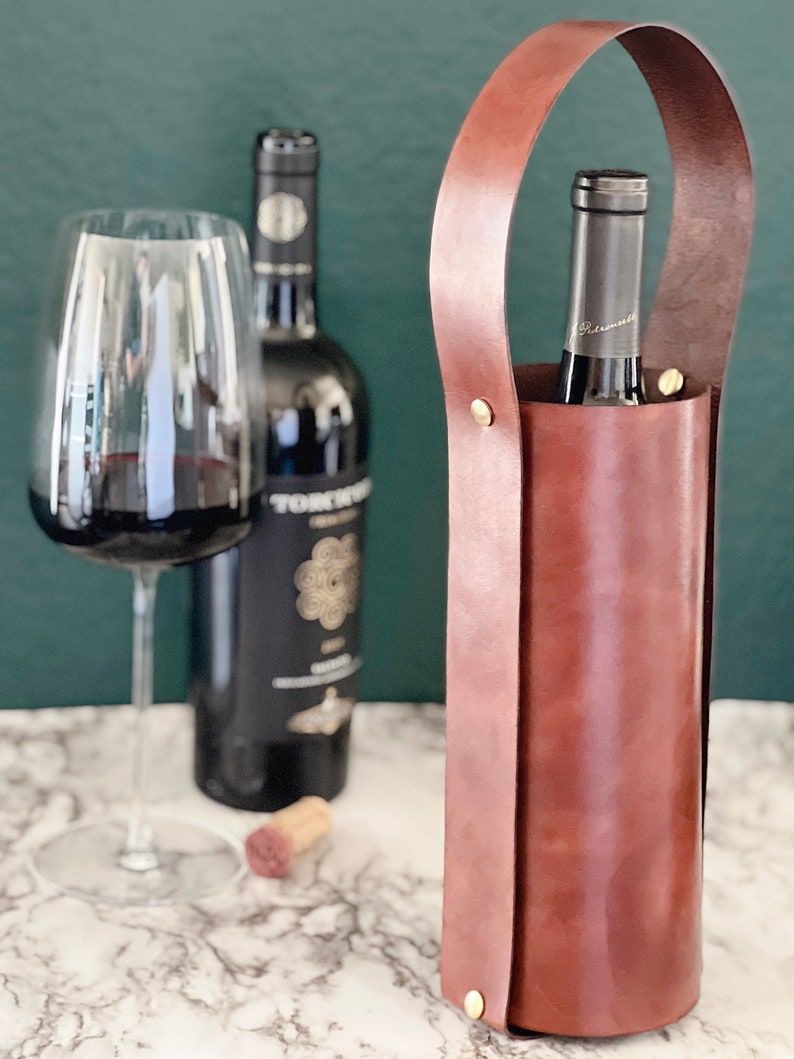 Leather Wine Bottle Carrier - Etsy