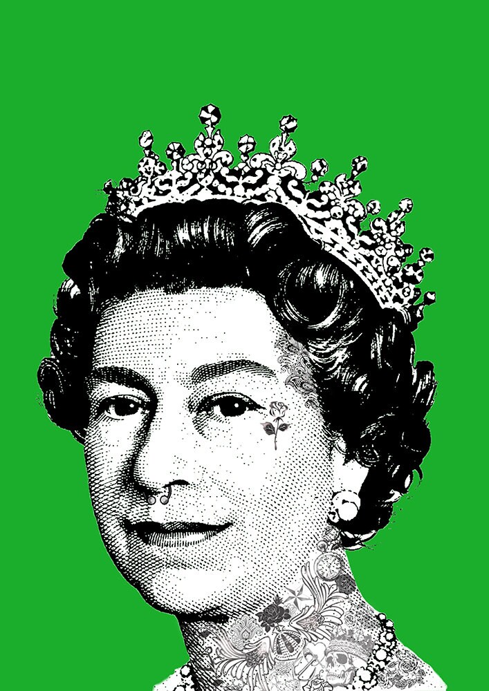 Punk Queen Elizabeth Pop Art Tattooed Royal HRH - Etsy