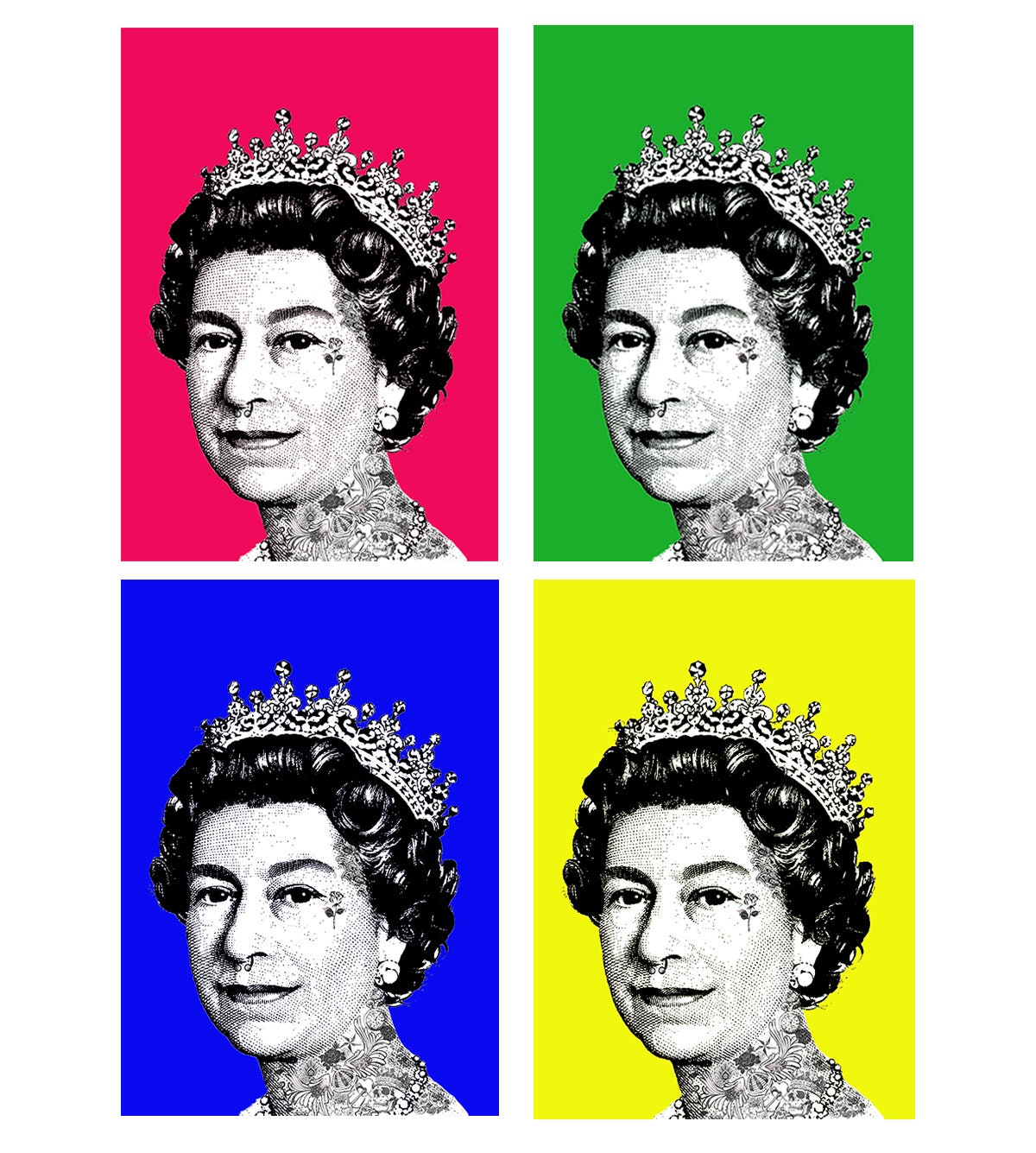 Punk Queen Elizabeth Pop Art Tattooed Royal HRH - Etsy