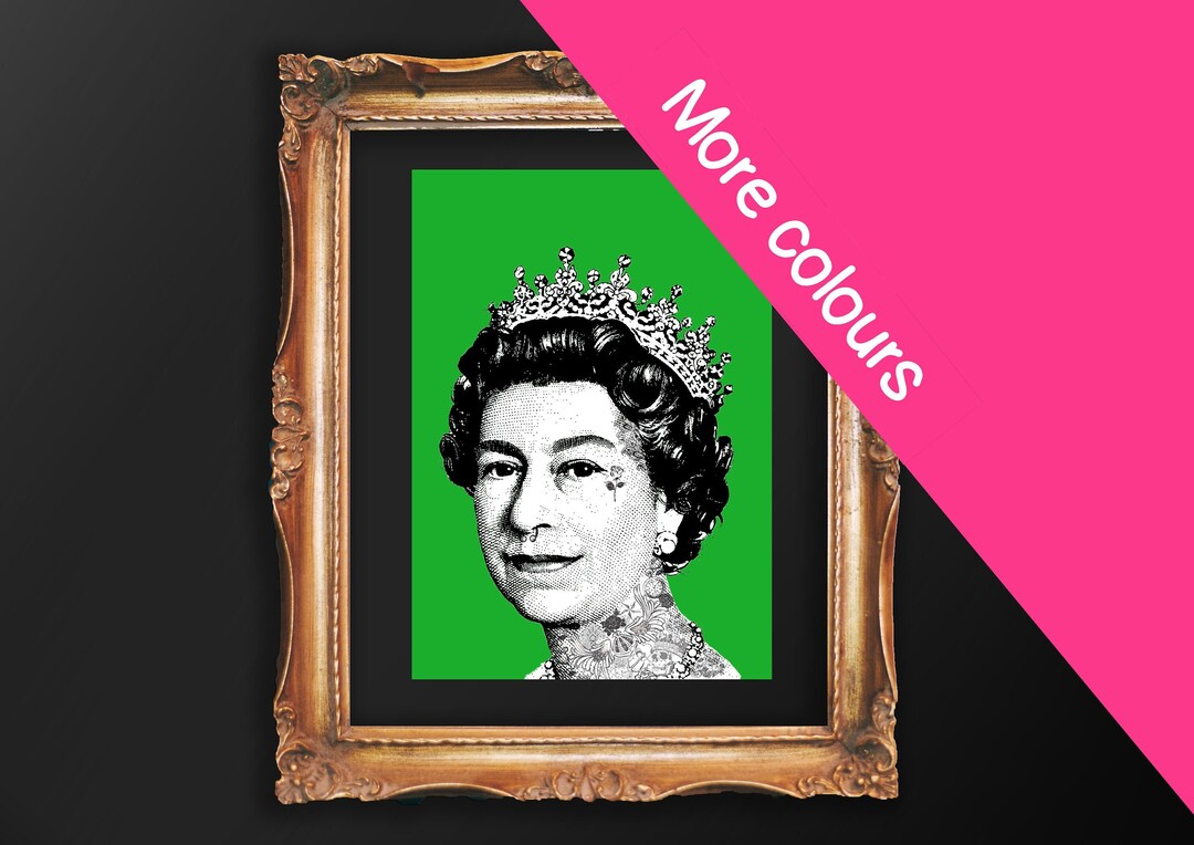 Punk Queen Elizabeth Pop Art Tattooed Royal HRH - Etsy