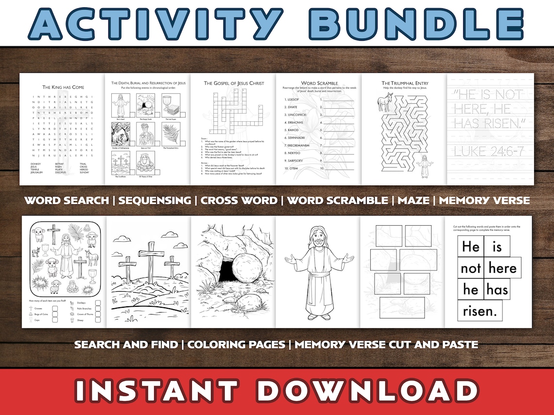 Easter Activity Worksheet Bundle | Holy Week Coloring and Activity ...