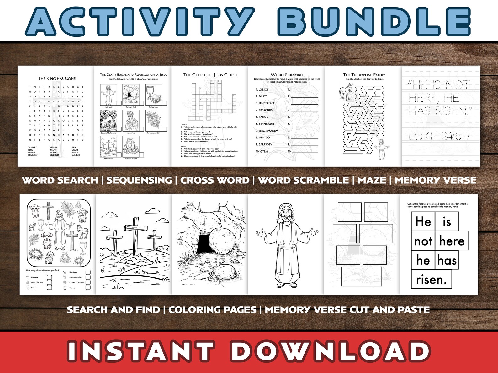 Easter Activity Worksheet Bundle | Holy Week Coloring and Activity ...