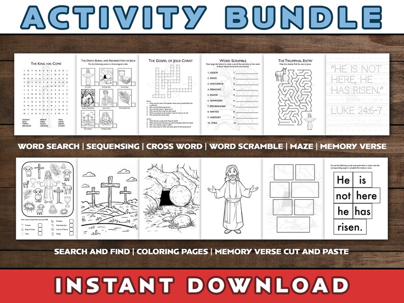 Easter Activity Worksheet Bundle | Holy Week Coloring and Activity ...