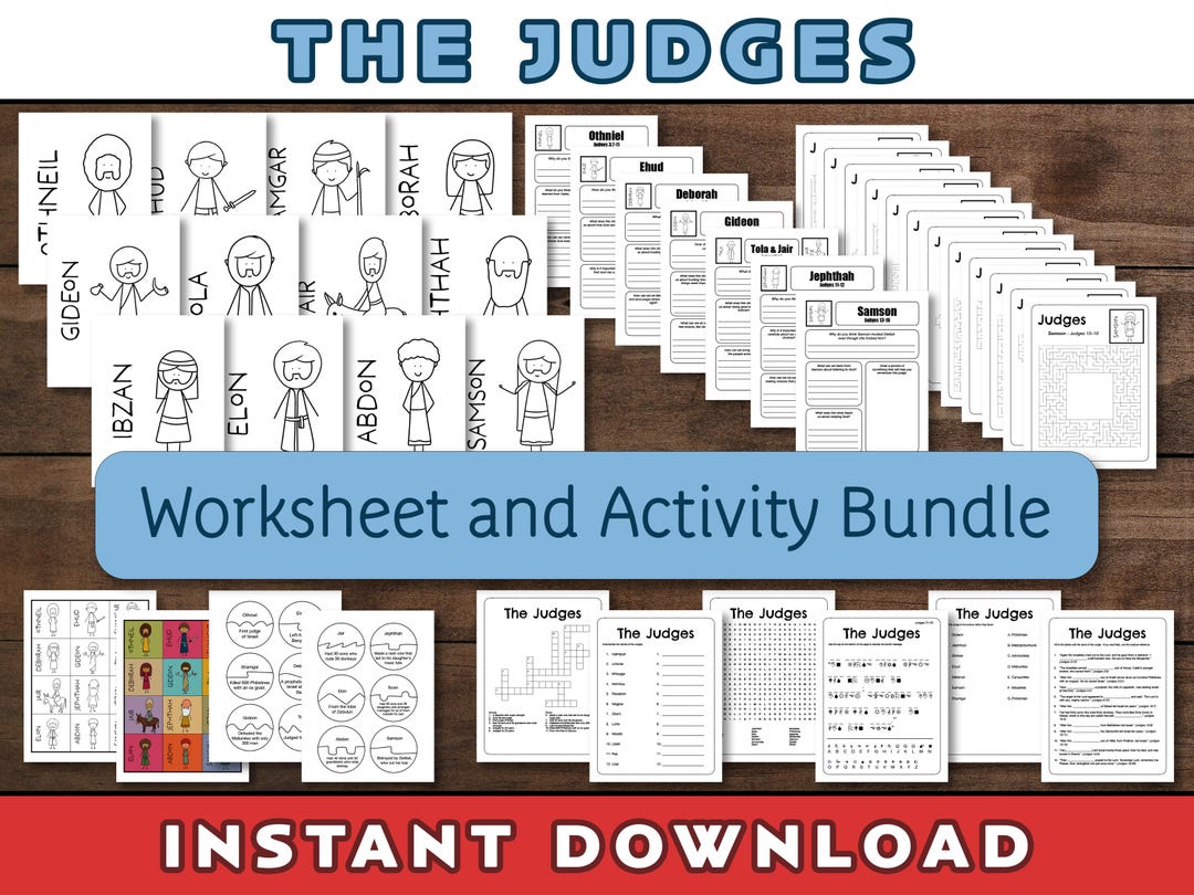 Bible Judges Activity Bundle: Sunday School Worksheet (digital Download ...