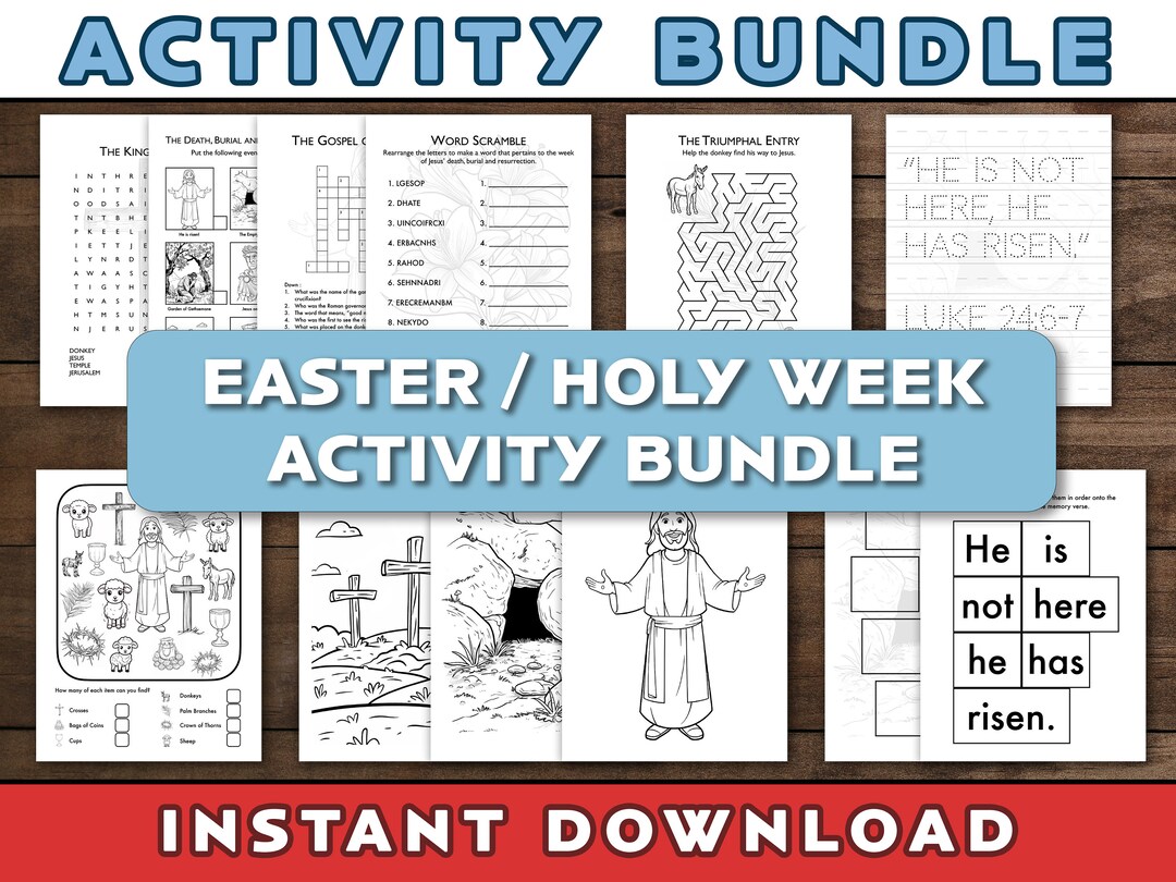 Easter Activity Worksheet Bundle | Holy Week Coloring and Activity ...
