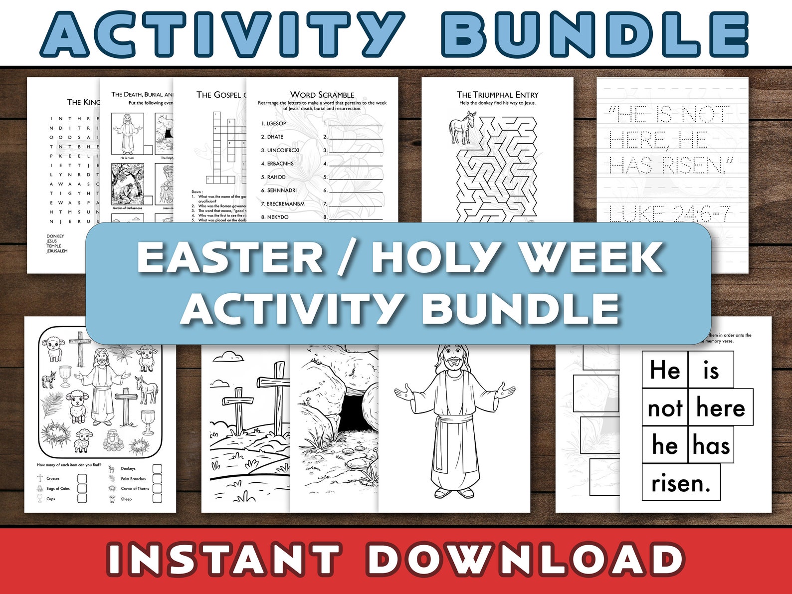 Easter Activity Worksheet Bundle: Holy Week Coloring Pages (digital ...