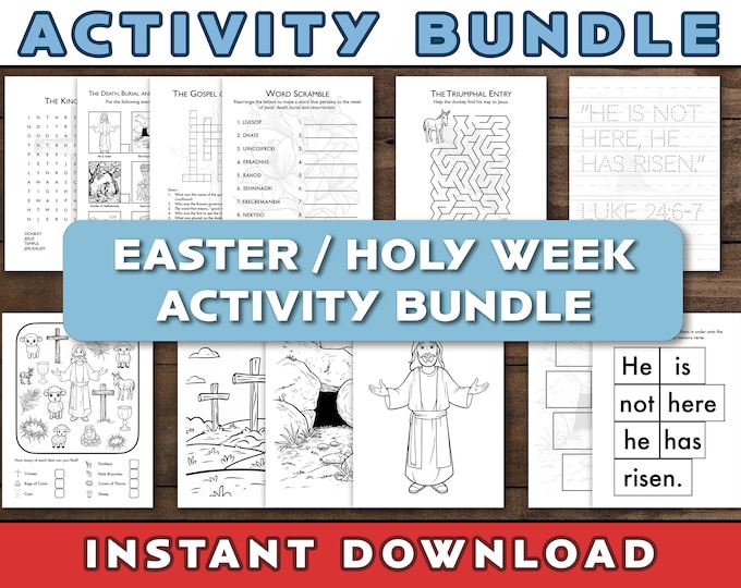 Easter Activity Worksheet Bundle | Holy Week Coloring and Activity ...