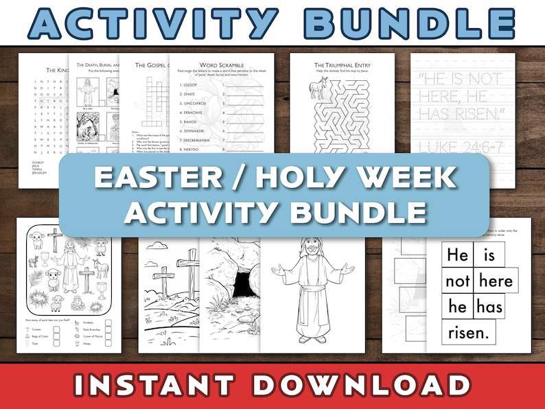 Easter Activity Worksheet Bundle: Holy Week Coloring Pages (digital ...