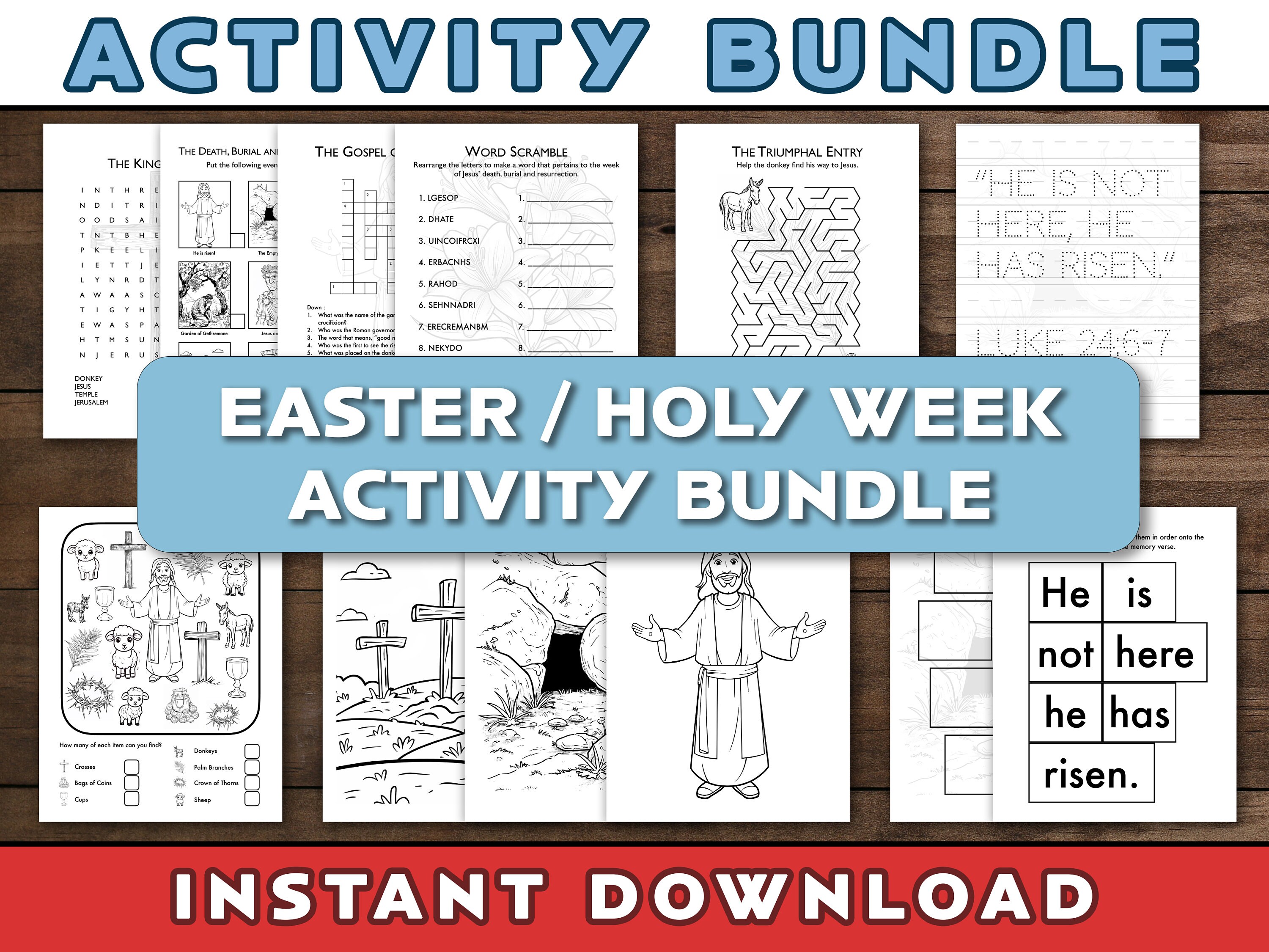 Easter Activity Worksheet Bundle | Holy Week Coloring and Activity ...