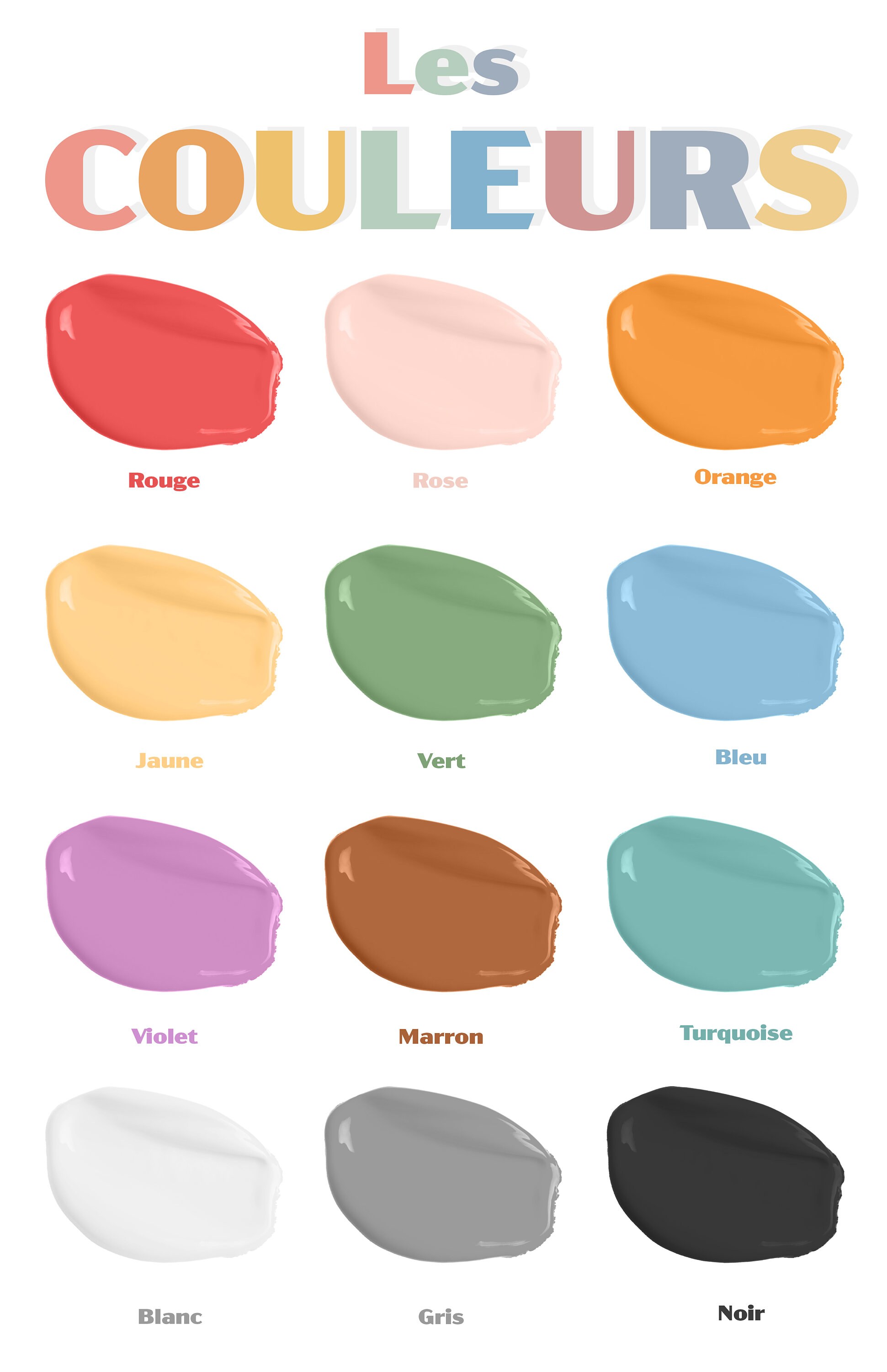 French Color Poster French Vocabulary Boho Homeschool - Etsy