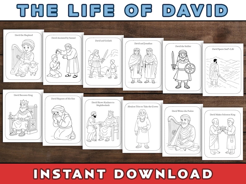 Life of David Coloring Pages: Sunday School Activity (digital Download ...