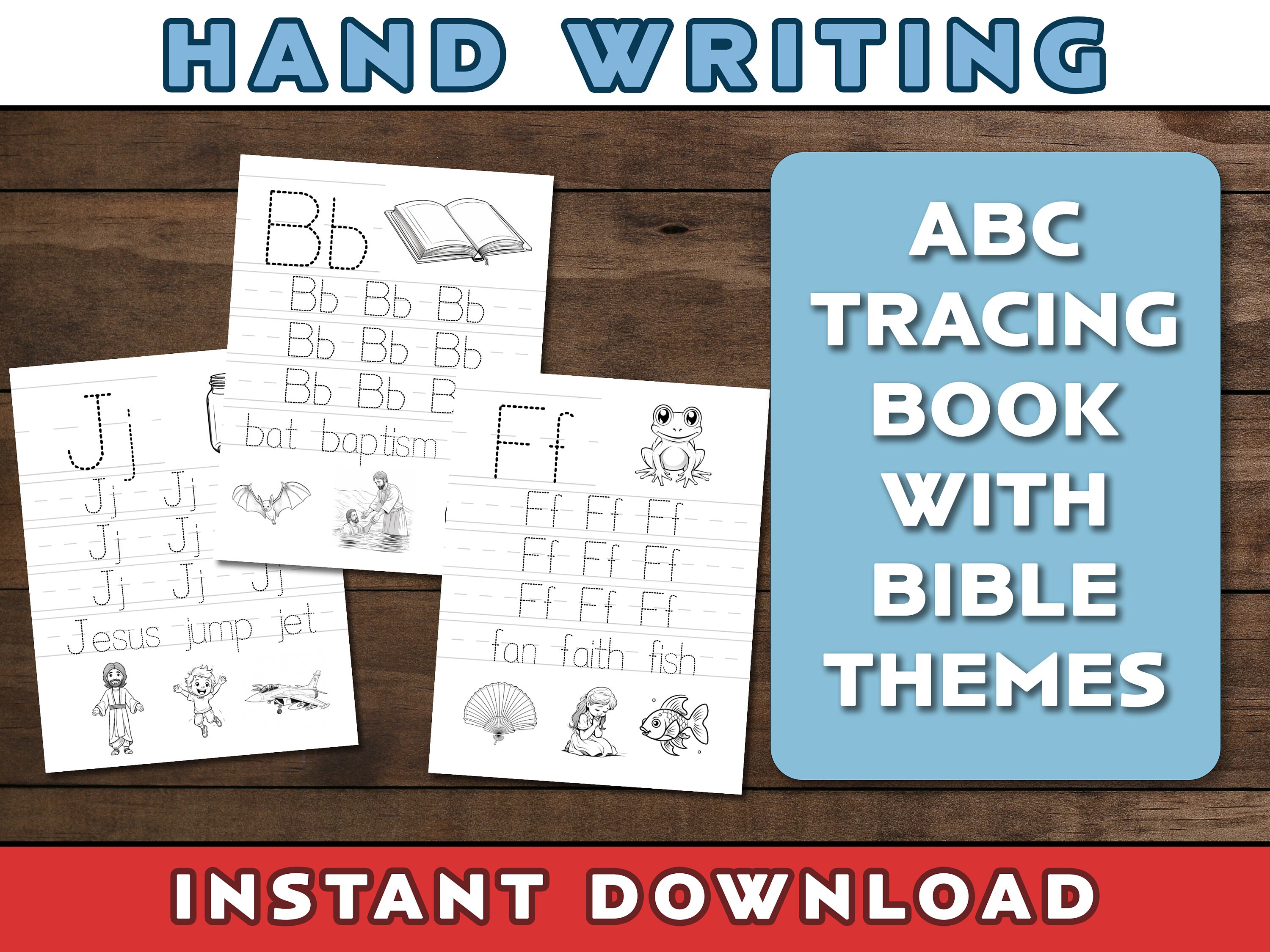 Bible ABC Handwriting Tracing Book: Sunday School Homeschool (digital ...