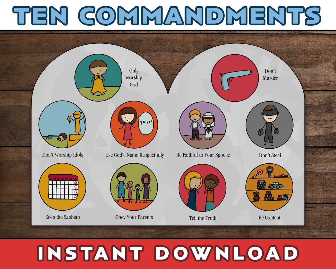 Ten Commandment Craft | Cut and Glue Foldable Craft | Sunday School ...