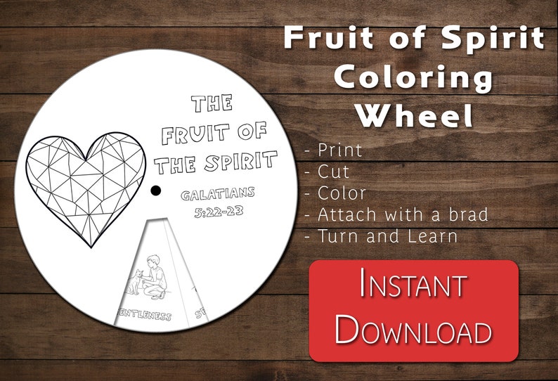 Fruit of the Spirit Coloring Wheel Sunday School Bible Class Worksheet ...