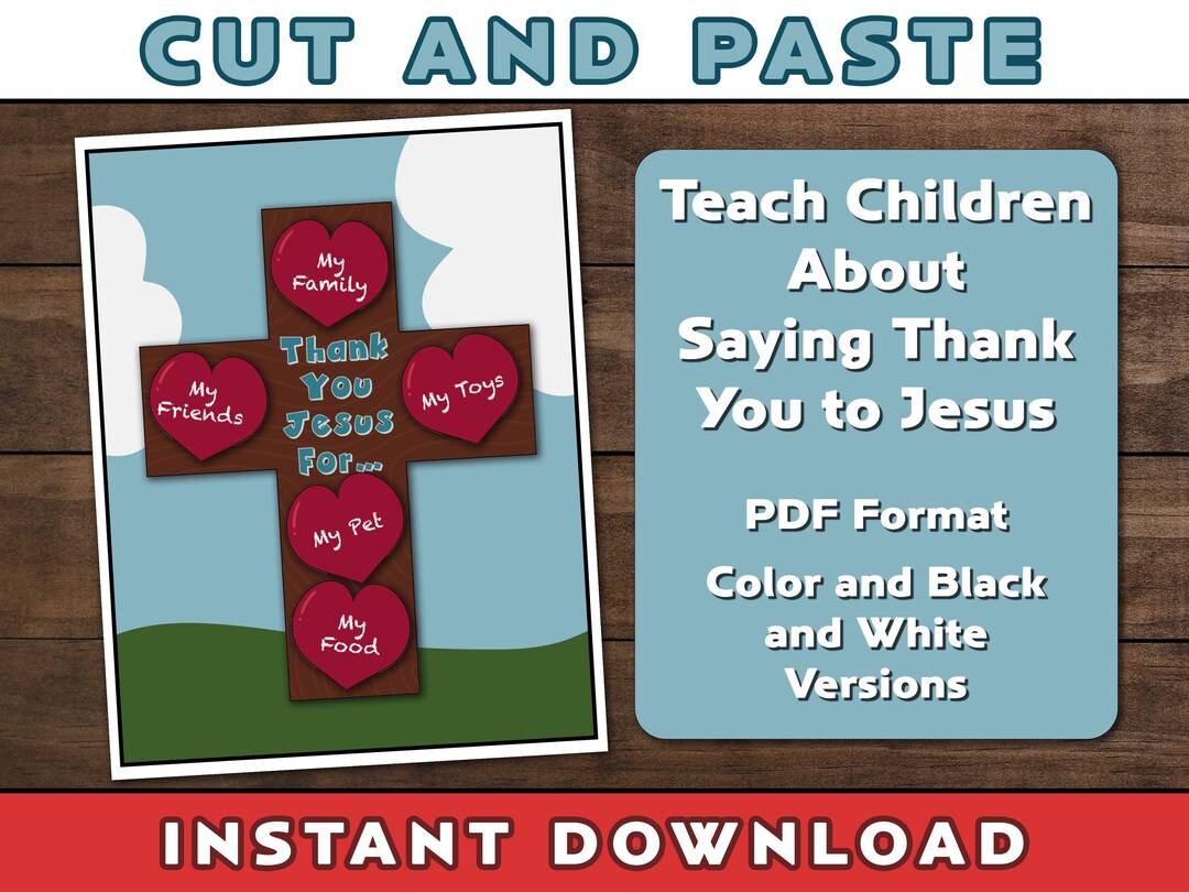 Thank You Jesus Craft: Cut & Paste Bible Activity (digital Download) - Etsy