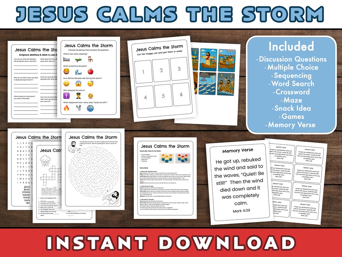 Jesus Calms the Storm Curriculum: Sunday School Bible Story Activities ...